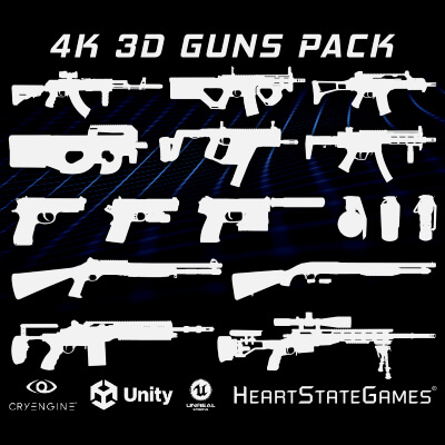 FPS Guns Pack 4K - 3D Model by HeartStateGames