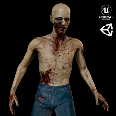 Old Zombie Character - 3D Model by HelenNova