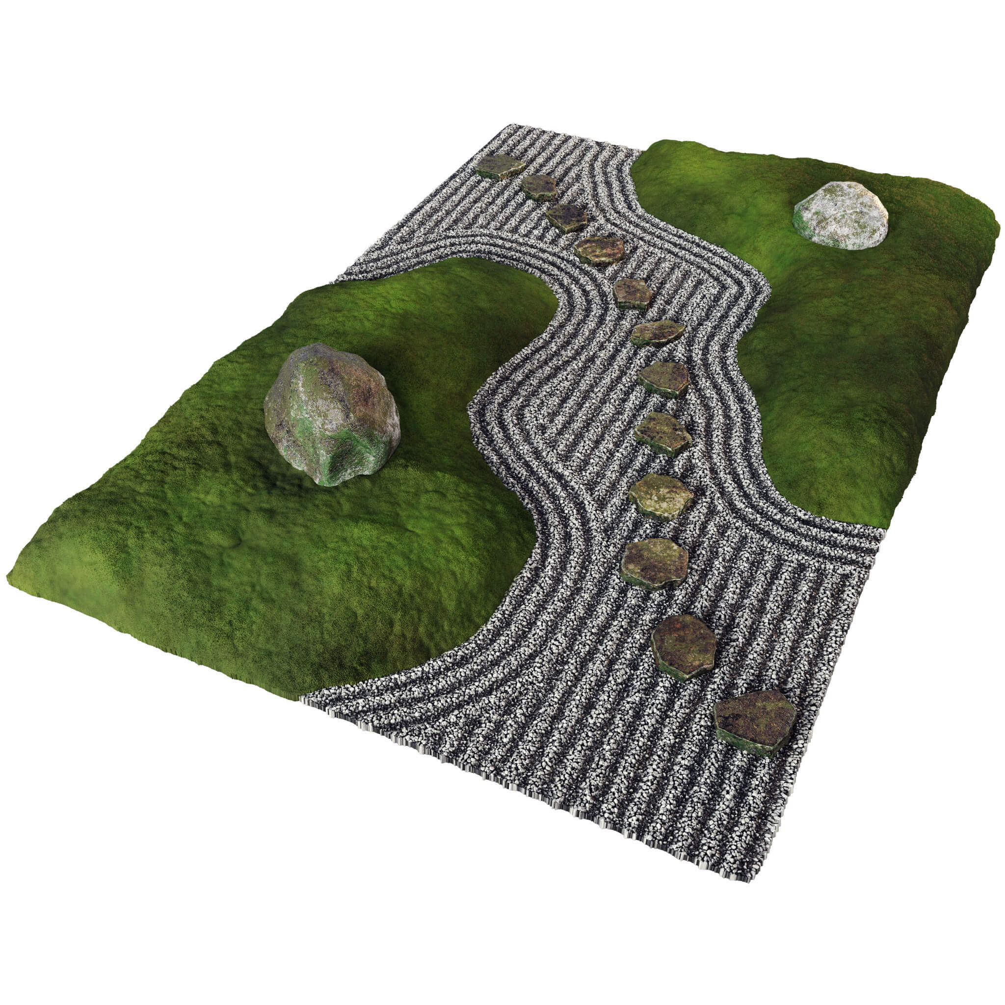 Japanese Rock (Zen) Garden 02 - Low Poly - PBR 3D Model by Hemase