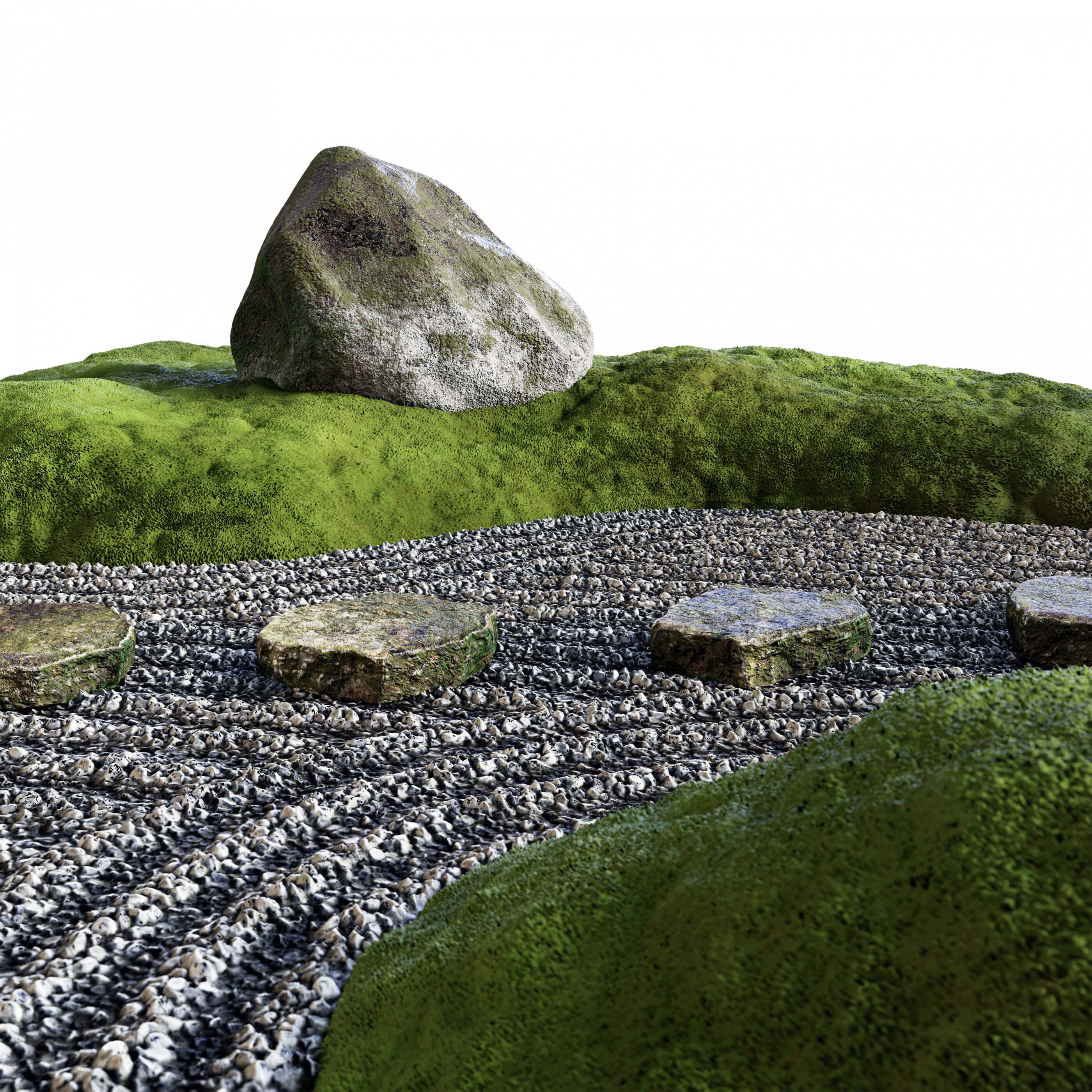 Japanese Rock (Zen) Garden 02 - Low Poly - PBR 3D Model by Hemase