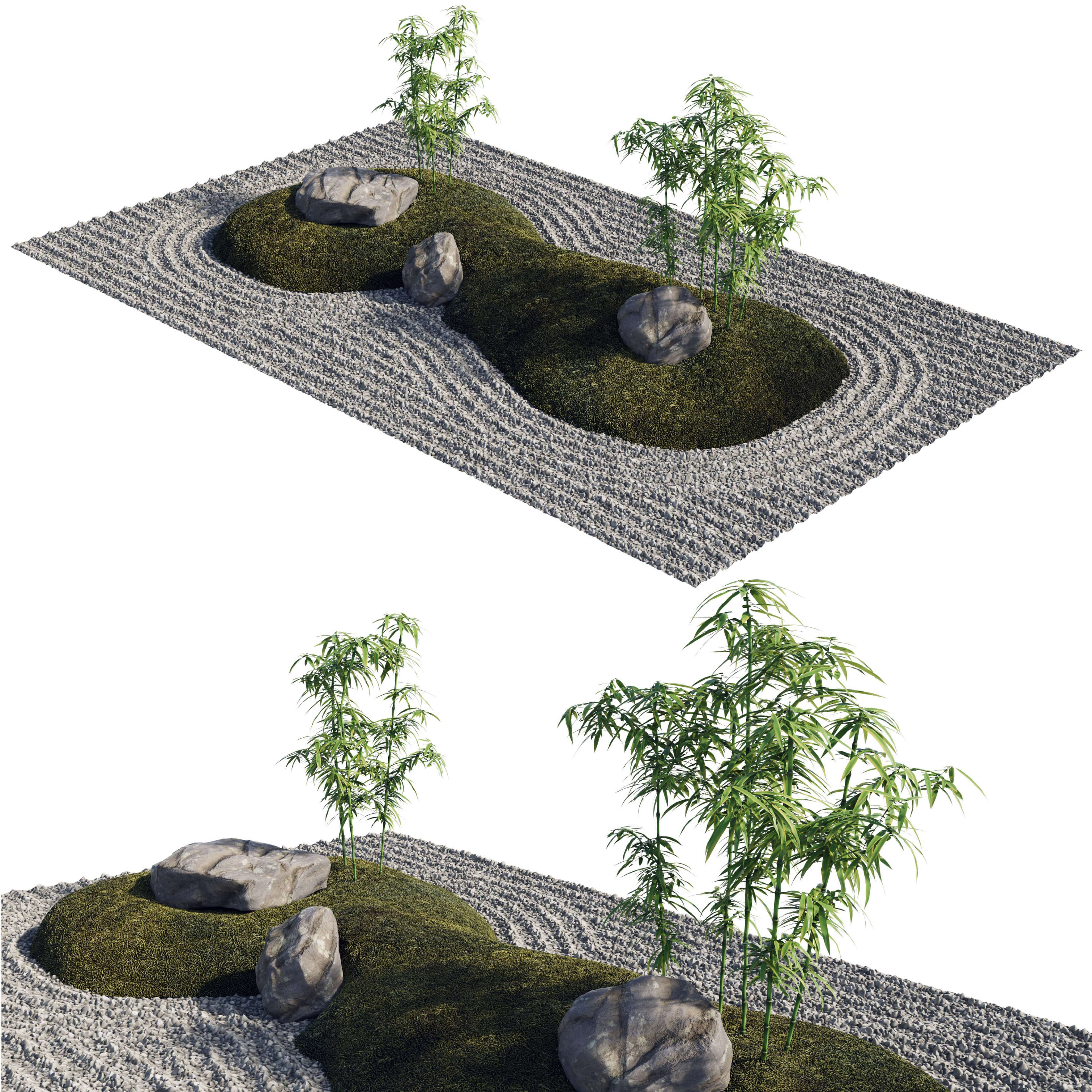 Japanese Zen Garden 03 - Lowpoly - HQ - PBR - 4K 3D Model by Hemase