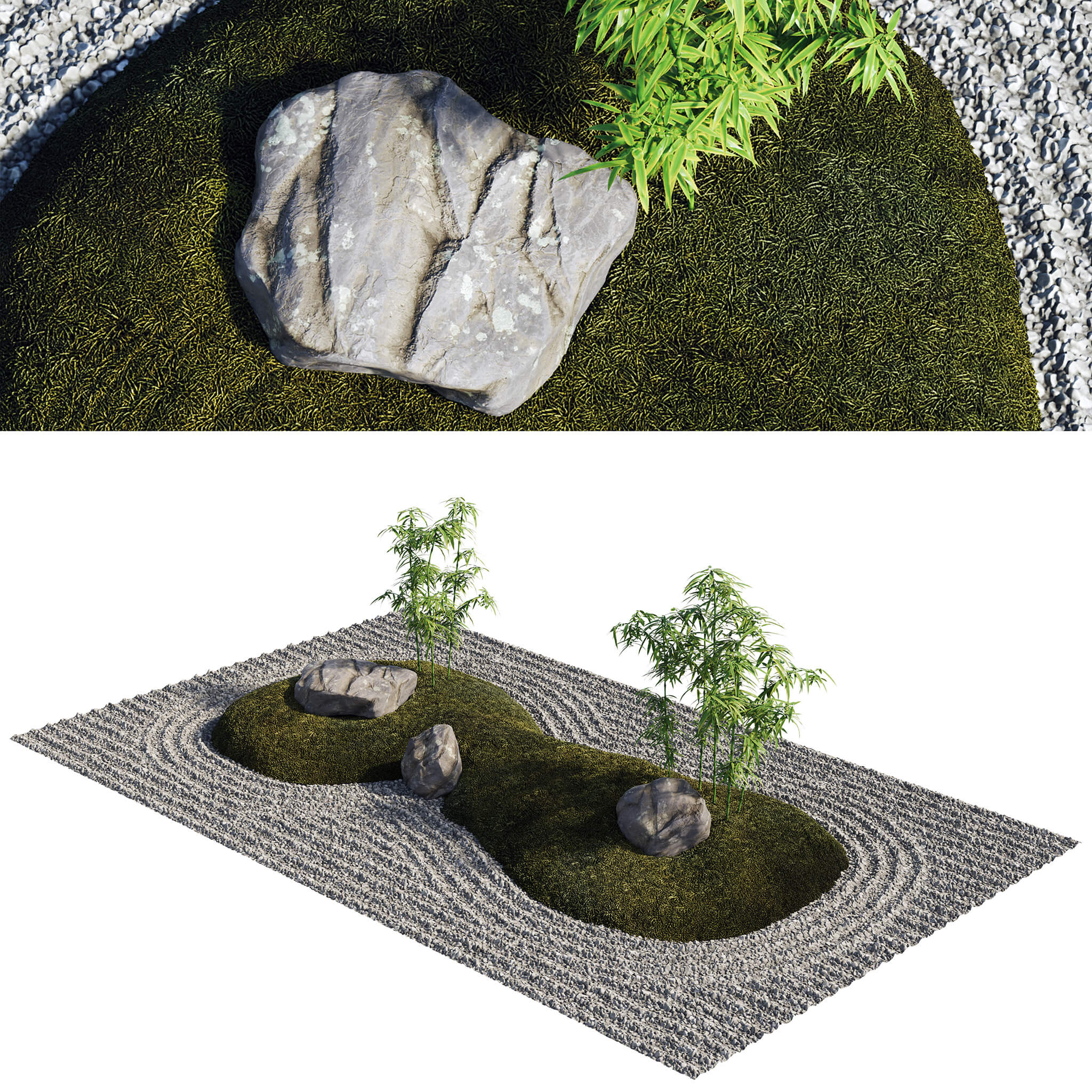 Japanese Zen Garden 03 - Lowpoly - HQ - PBR - 4K 3D Model by Hemase