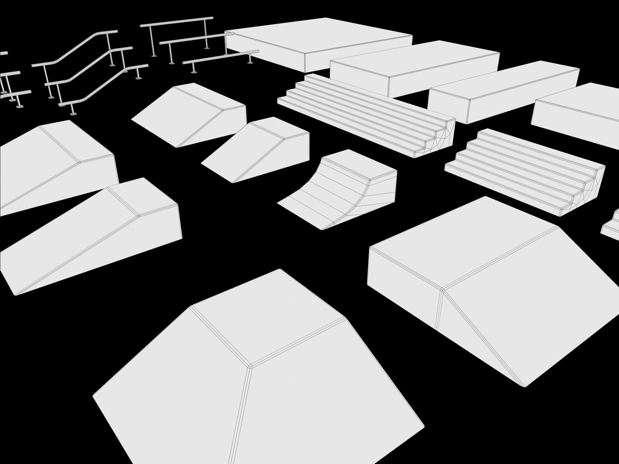 LowPoly Modular Skatepark - 3D Model by Hend_Z