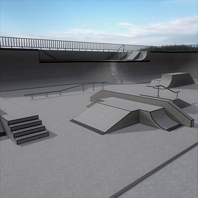 LowPoly Modular Skatepark - 3D Model by Hend_Z