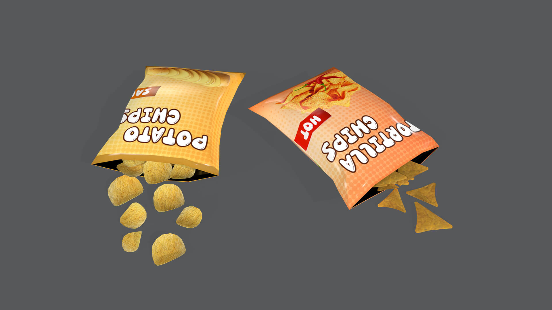Lowpoly Chips Pack - 3D Model by Hend_Z
