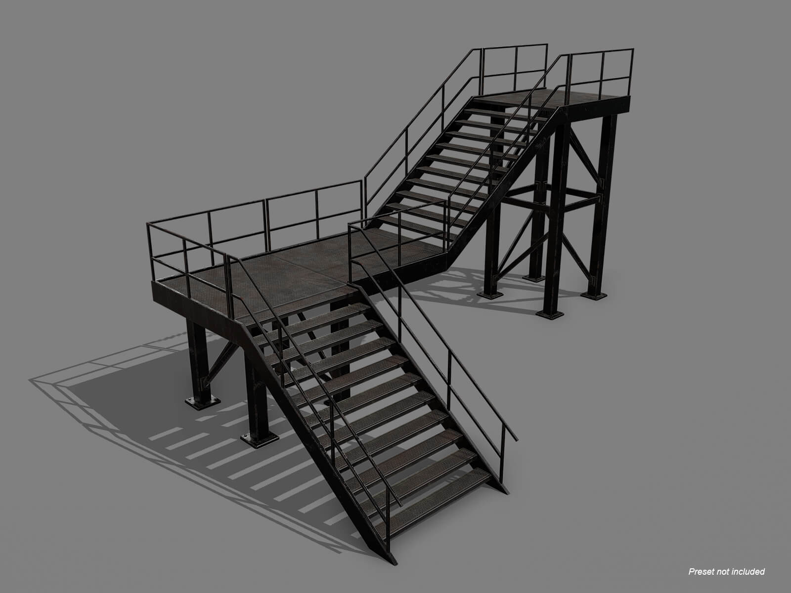 Lowpoly Modular Industrial Stairs - 3D Model by Hend_Z