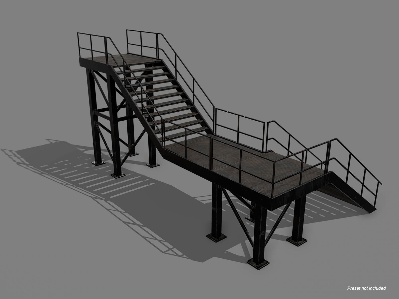 Lowpoly Modular Industrial Stairs - 3D Model by Hend_Z
