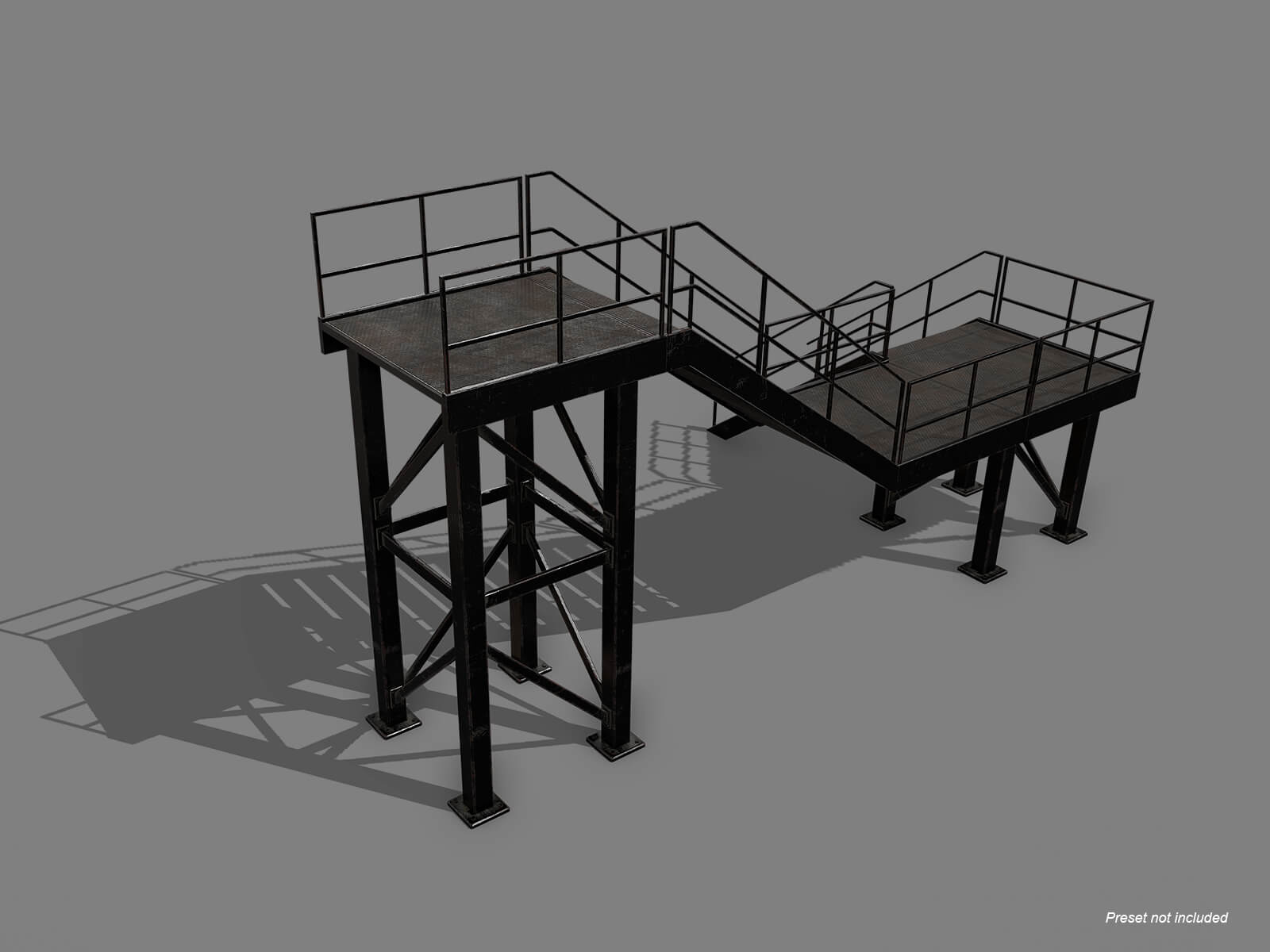 Lowpoly Modular Industrial Stairs - 3D Model by Hend_Z