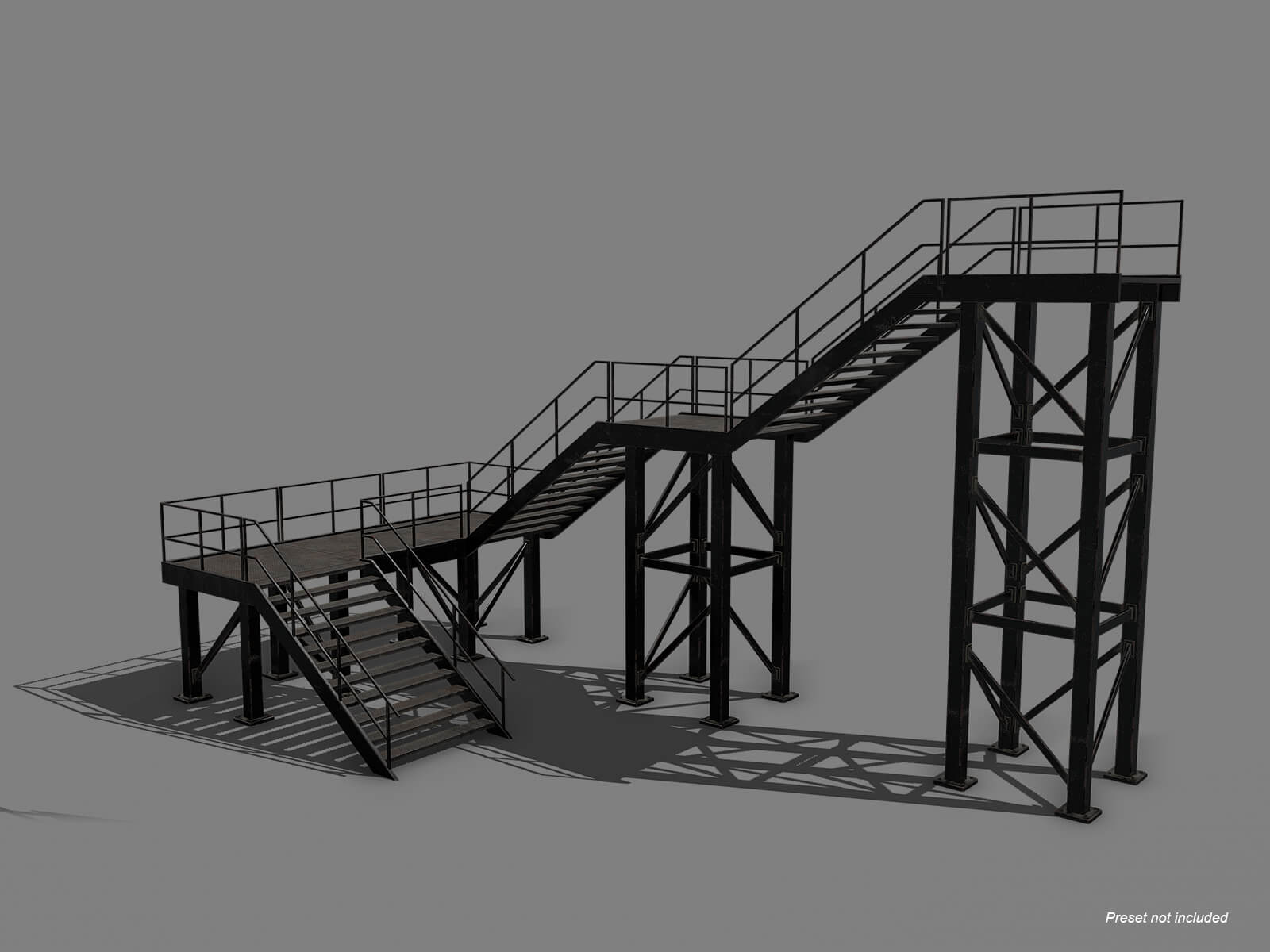Lowpoly Modular Industrial Stairs - 3D Model by Hend_Z