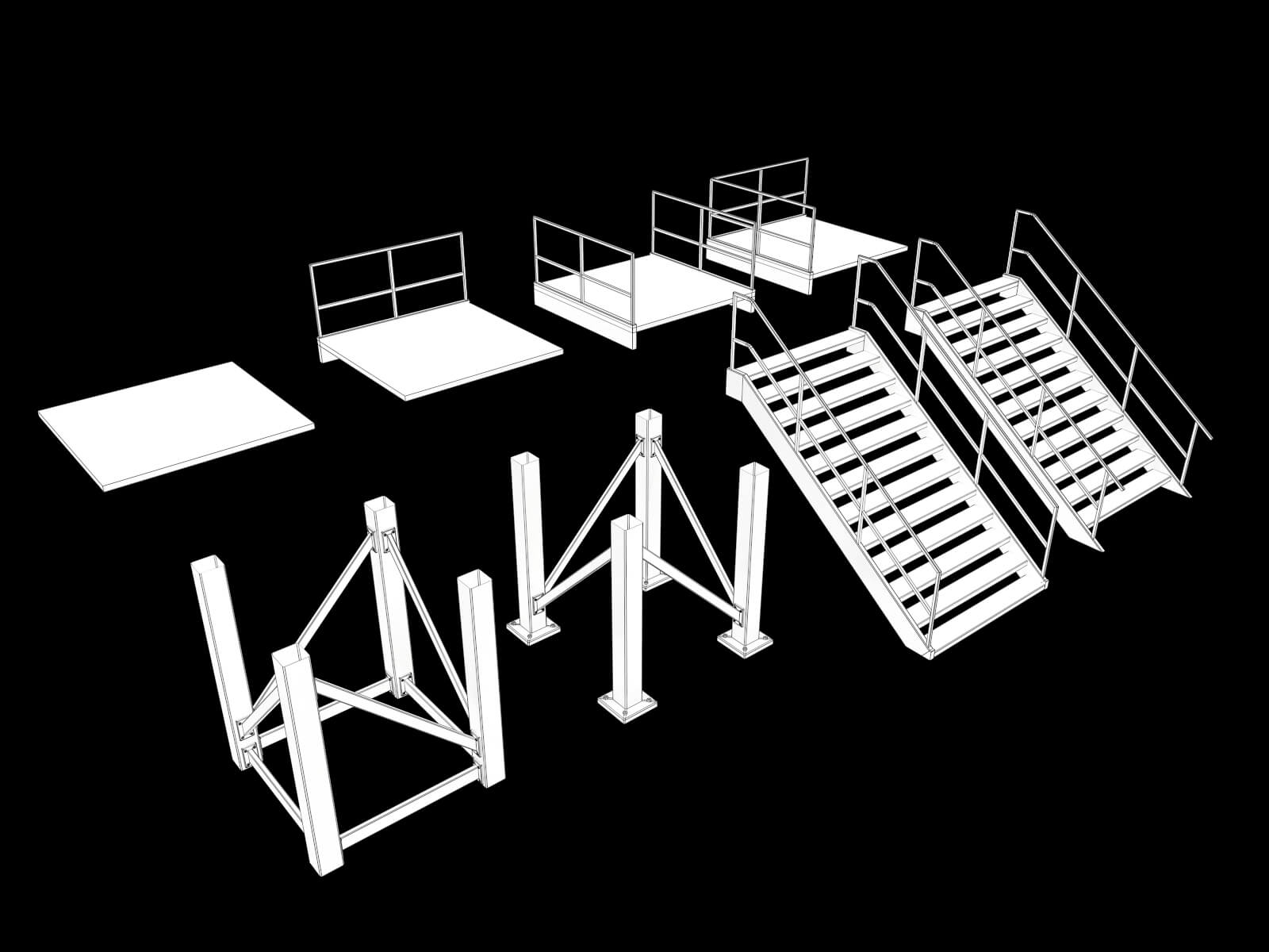 Lowpoly Modular Industrial Stairs - 3D Model by Hend_Z
