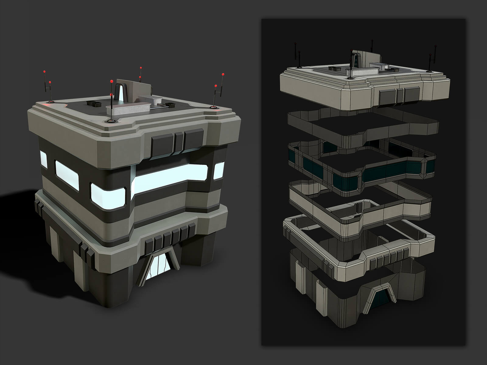 Lowpoly Modular Scifi Building Collection - 3D Model by Hend_Z