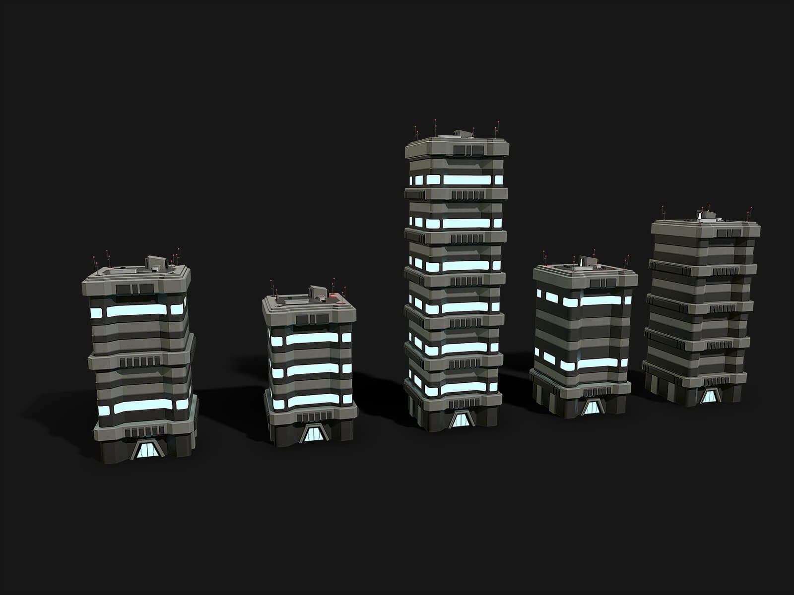 Lowpoly Modular Scifi Building Collection - 3D Model by Hend_Z