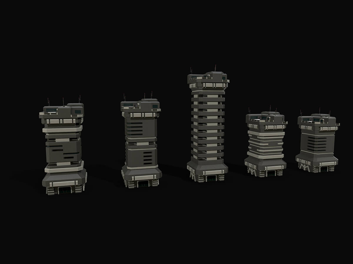Lowpoly Modular Scifi Building Collection - 3D Model by Hend_Z