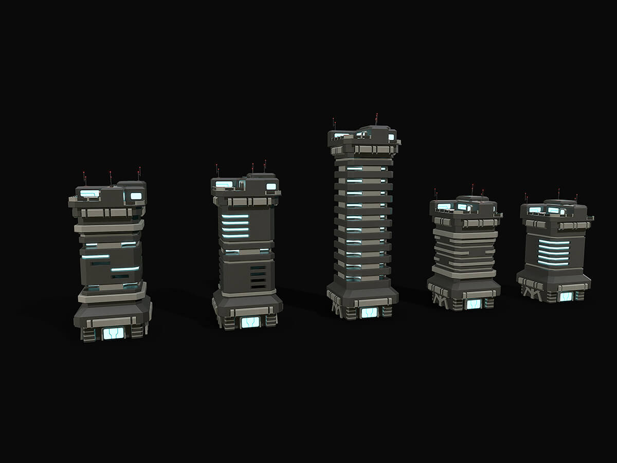 Lowpoly Modular Scifi Building Collection - 3D Model by Hend_Z