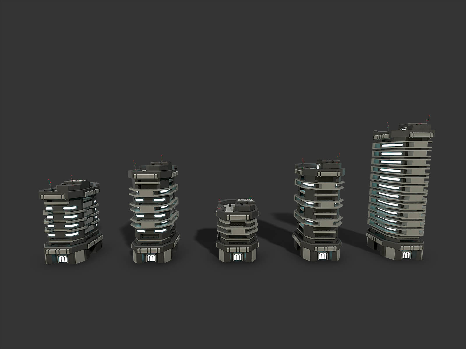 Lowpoly Modular Scifi Building Collection - 3D Model by Hend_Z