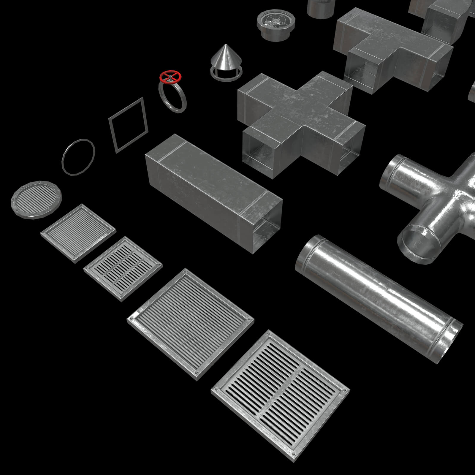 Lowpoly Modular Vents and Ducts - 3D Model by Hend_Z