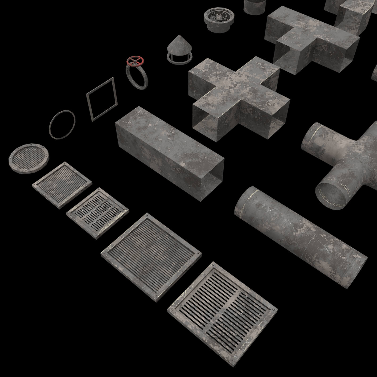 Lowpoly Modular Vents and Ducts - 3D Model by Hend_Z