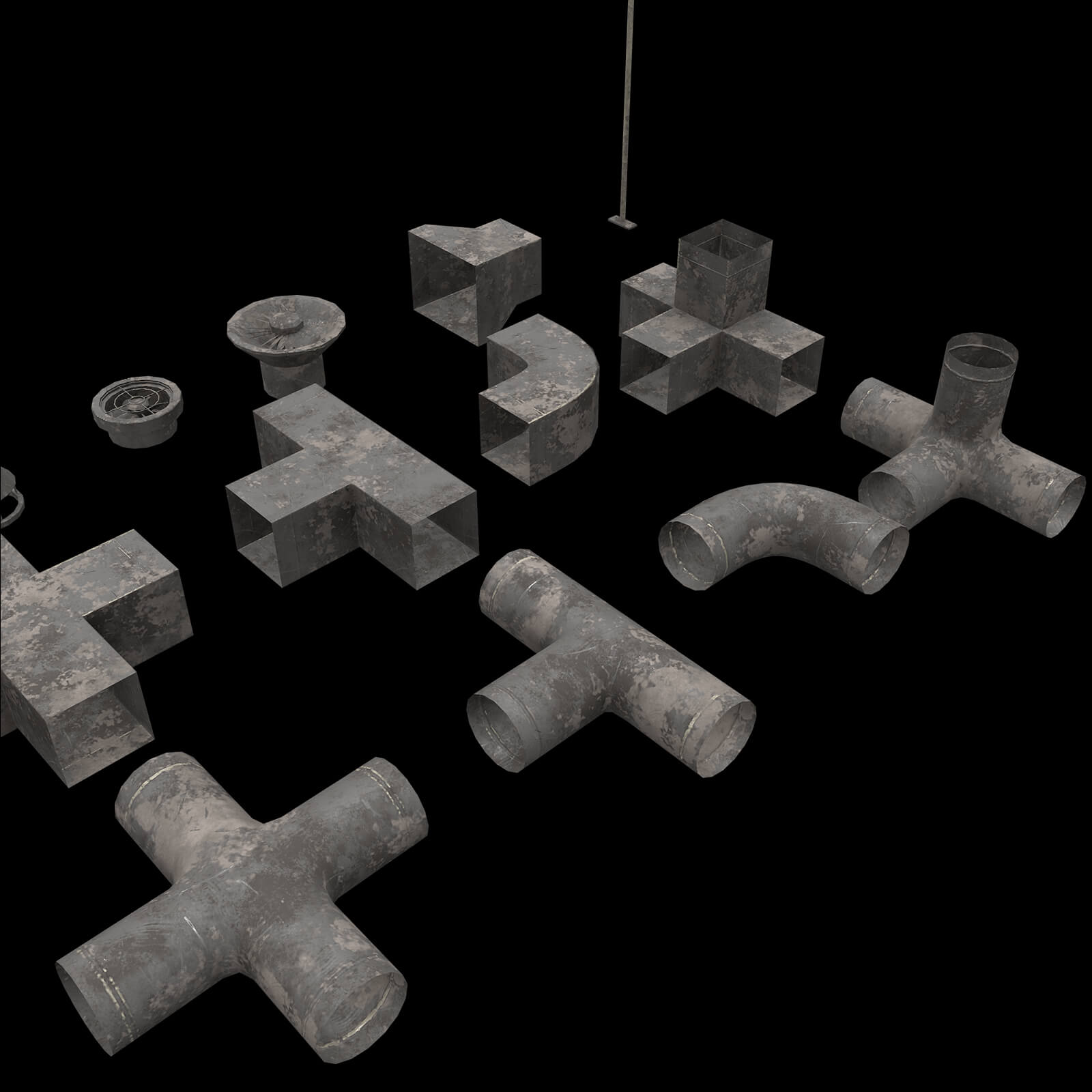 Lowpoly Modular Vents and Ducts - 3D Model by Hend_Z