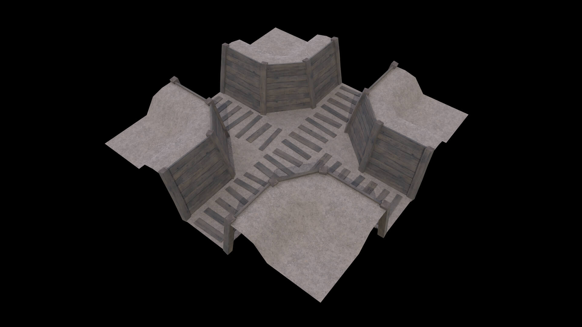 Lowpoly Modular War Trenches Kit - 3D Model by Hend_Z