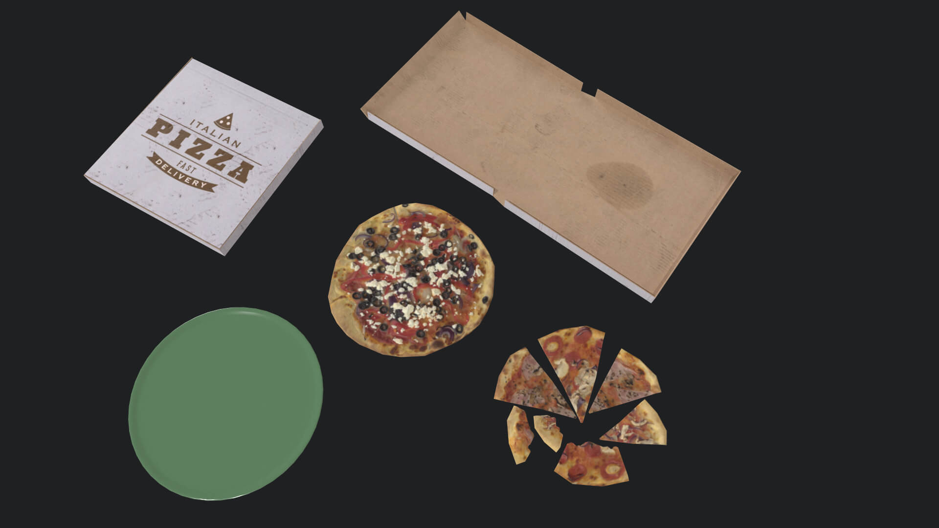 Low Poly Pizza Pack - 3D Model by Hend_Z