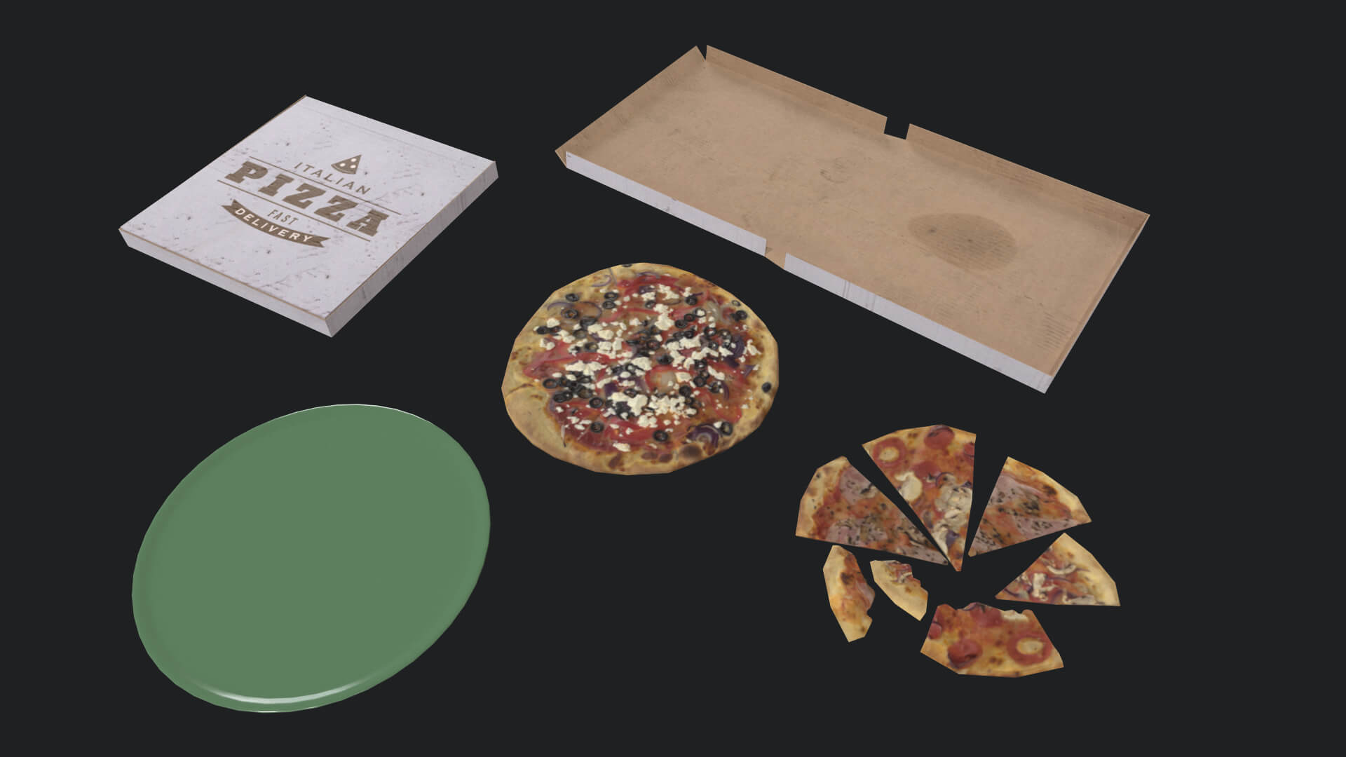 Low Poly Pizza Pack - 3D Model by Hend_Z