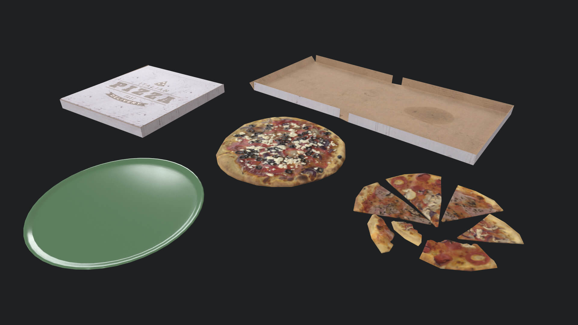 Low Poly Pizza Pack - 3D Model by Hend_Z