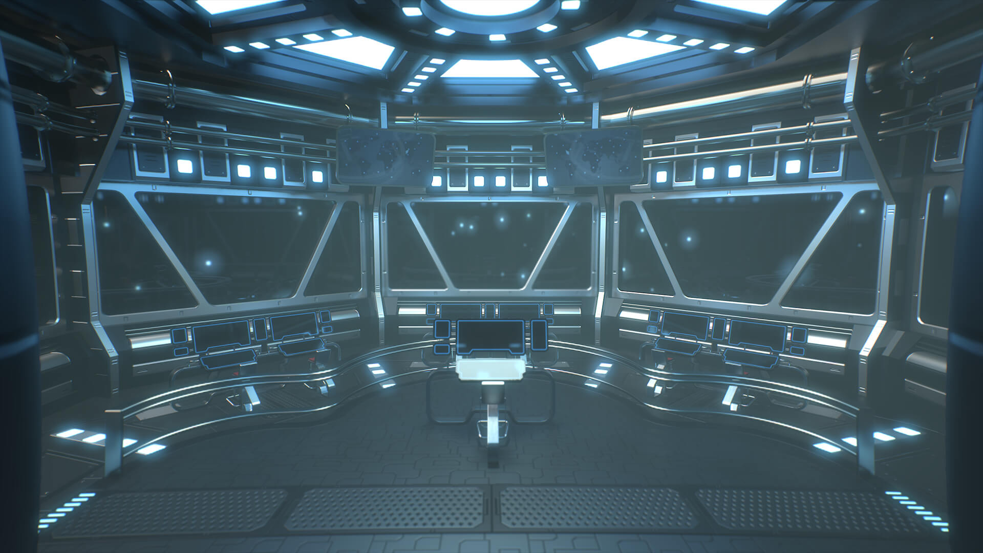 Lowpoly Scifi Control Room - 3D Model by Hend_Z