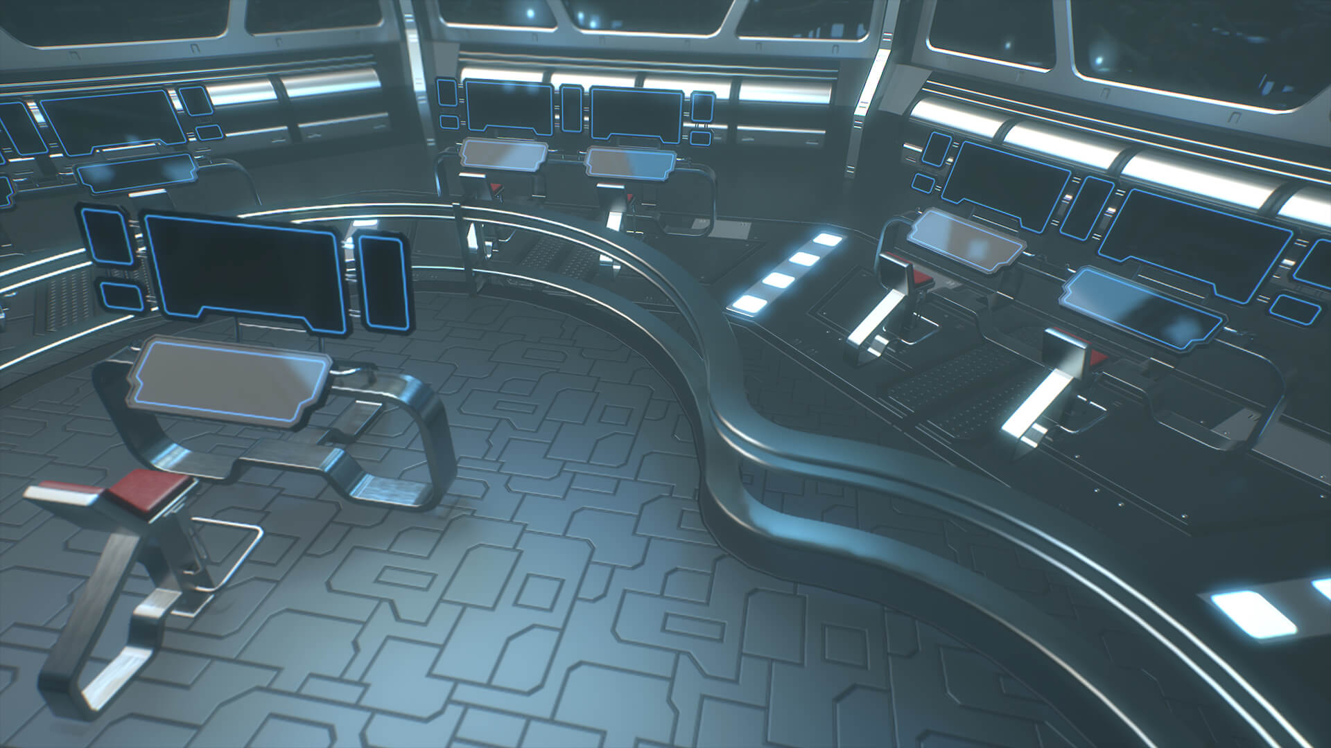 Lowpoly Scifi Control Room - 3D Model by Hend_Z