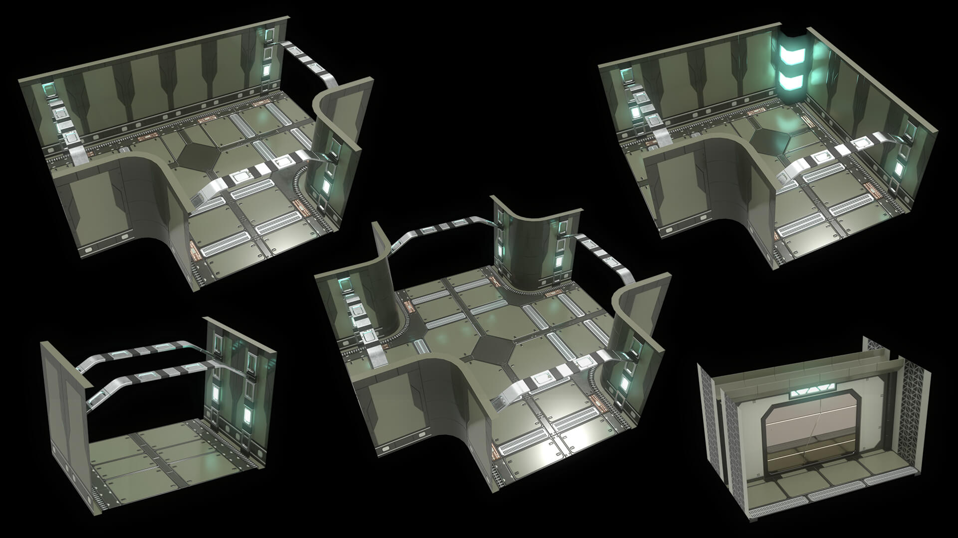 Low Poly Sci-Fi Modular Corridor V2 3D Model by Hend_Z