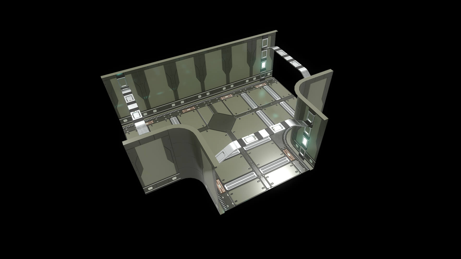 Low Poly Sci-Fi Modular Corridor V2 3D Model by Hend_Z