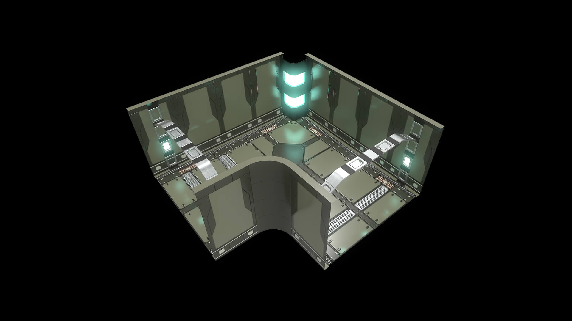 Low Poly Sci-Fi Modular Corridor V2 3D Model by Hend_Z