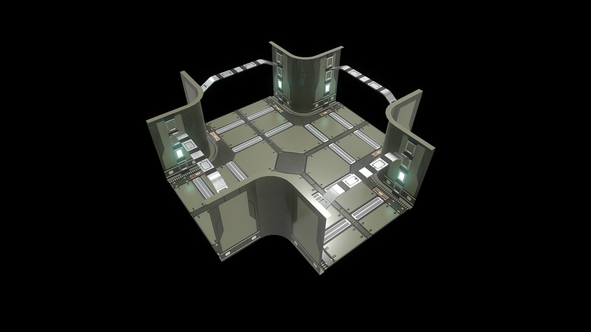 Low Poly Sci-Fi Modular Corridor V2 3D Model by Hend_Z