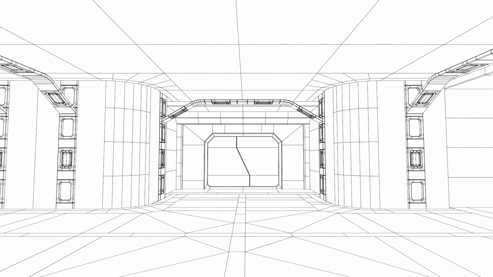 Low Poly Sci-Fi Modular Corridor V2 3D Model by Hend_Z