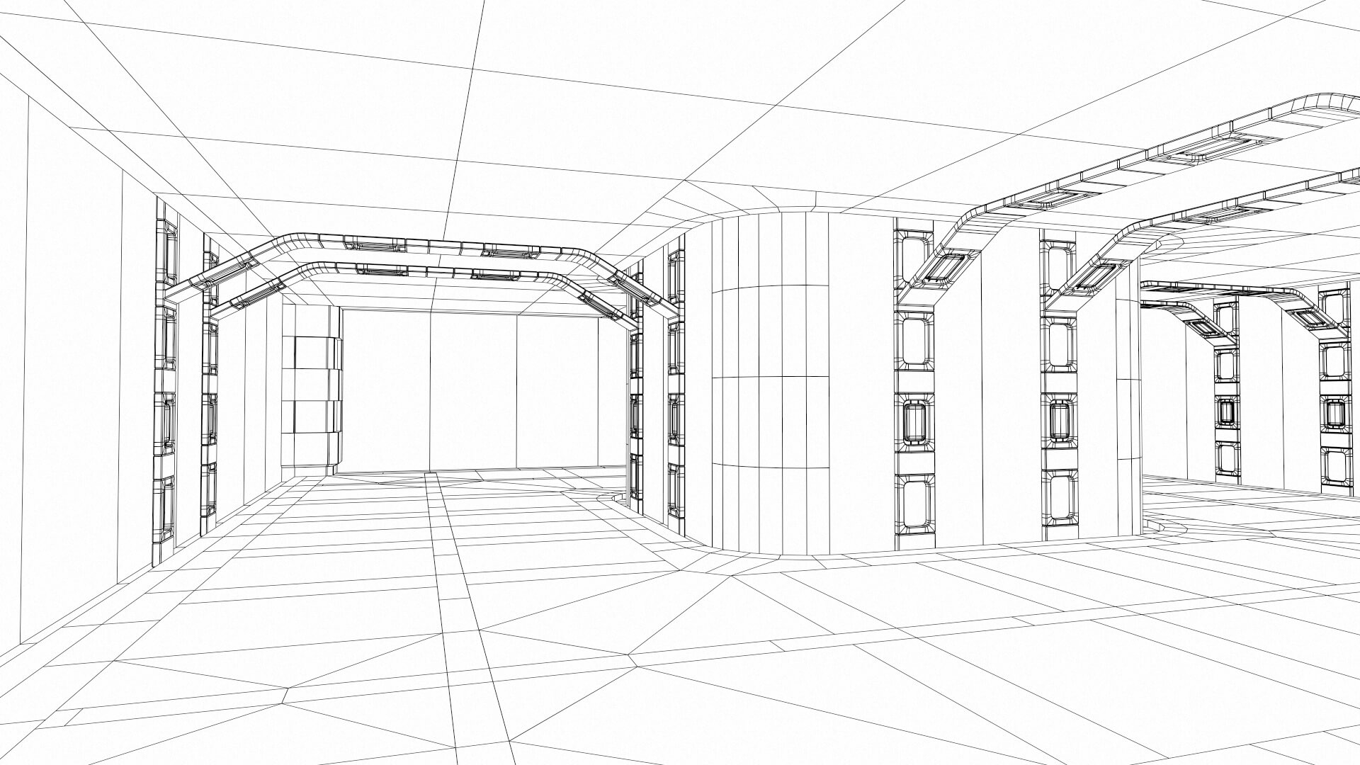 Low Poly Sci-Fi Modular Corridor V2 3D Model by Hend_Z