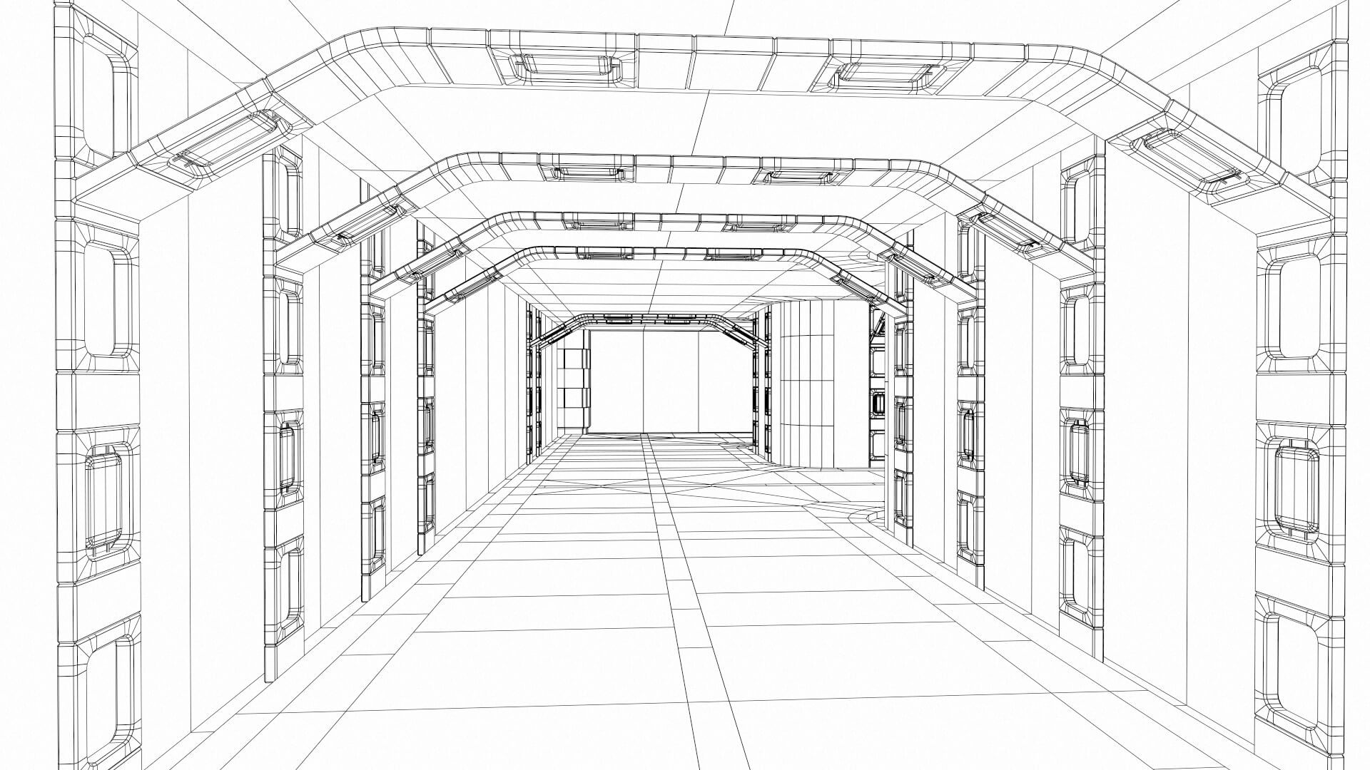 Low Poly Sci-Fi Modular Corridor V2 3D Model by Hend_Z