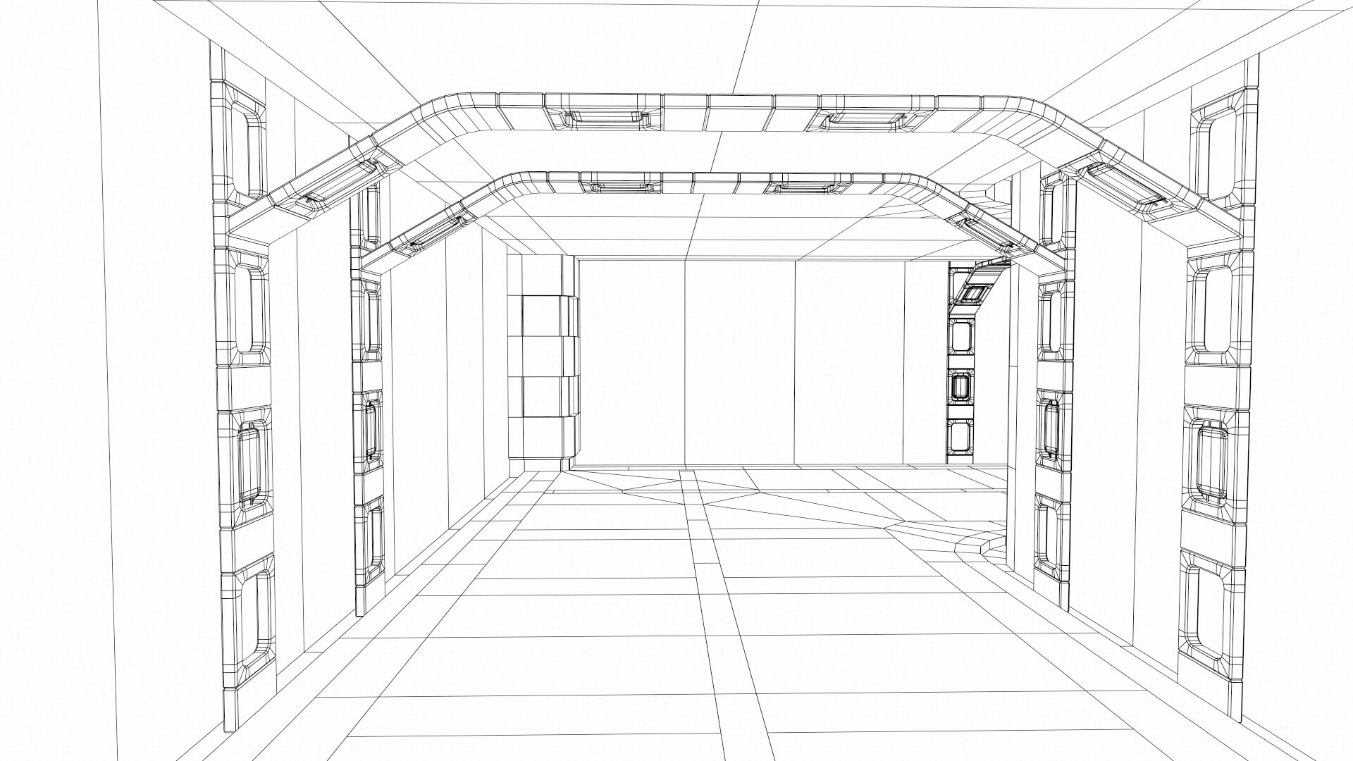 Low Poly Sci-Fi Modular Corridor V2 3D Model by Hend_Z