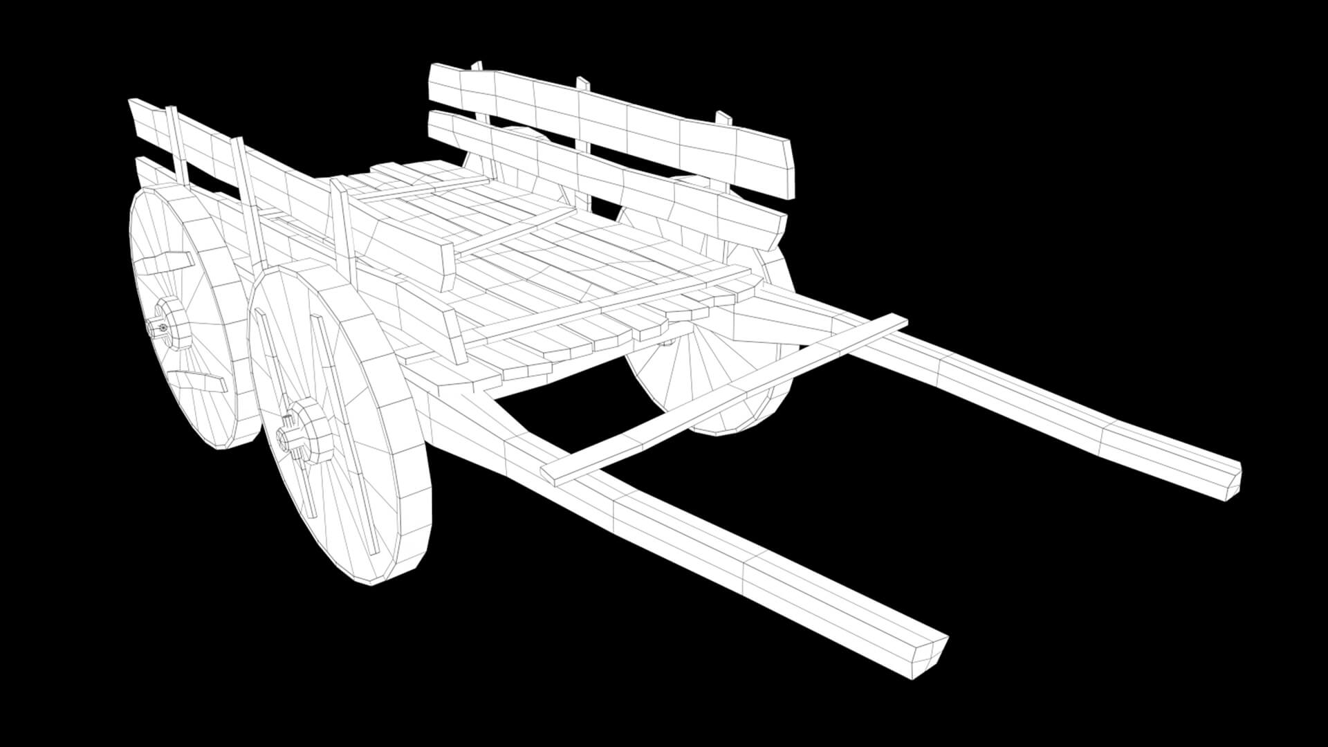 Lowpoly Wooden Cart - 3D Model by Hend_Z