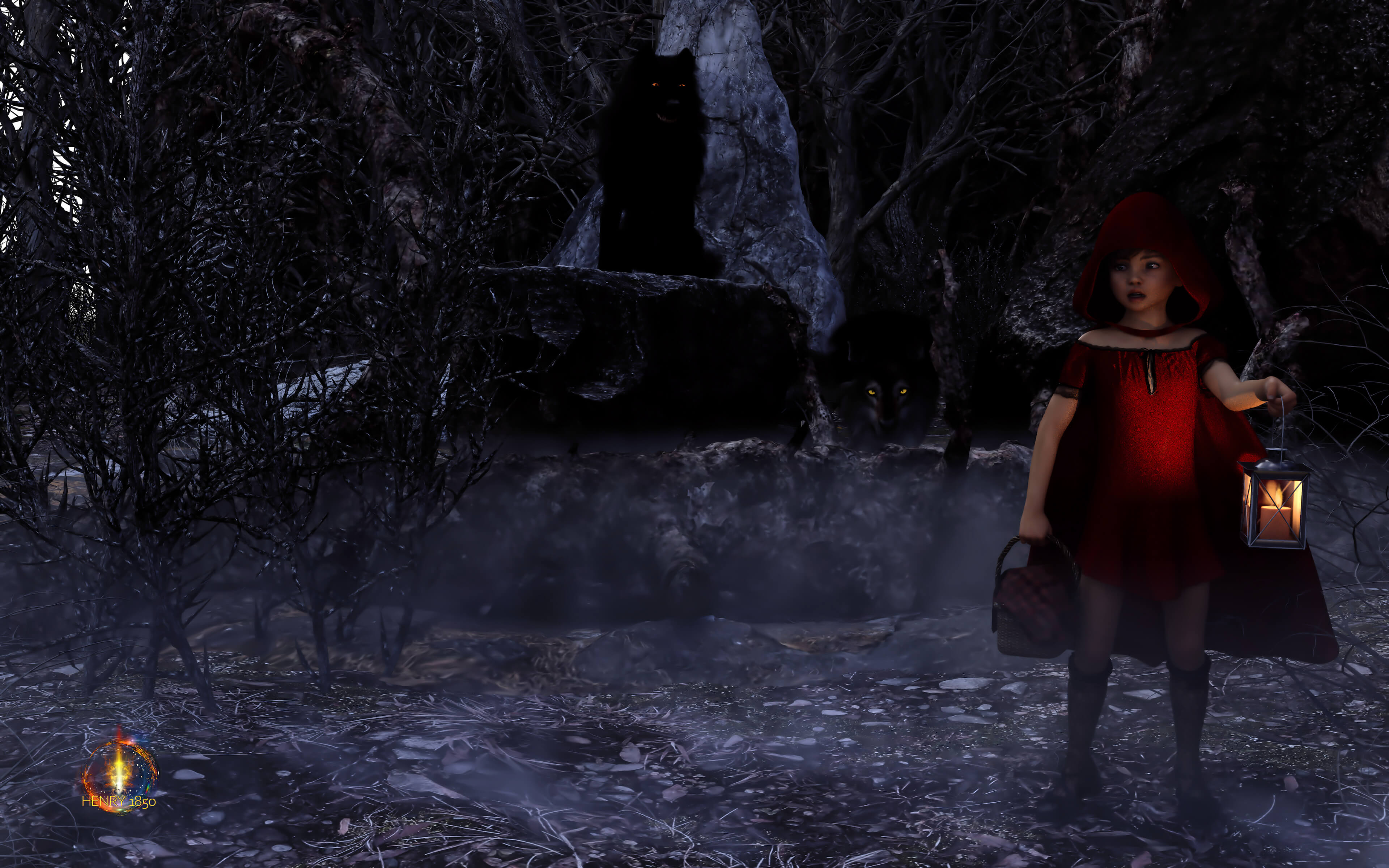 Little Red Riding Hood 3D Render, Digital Art by Henry1850