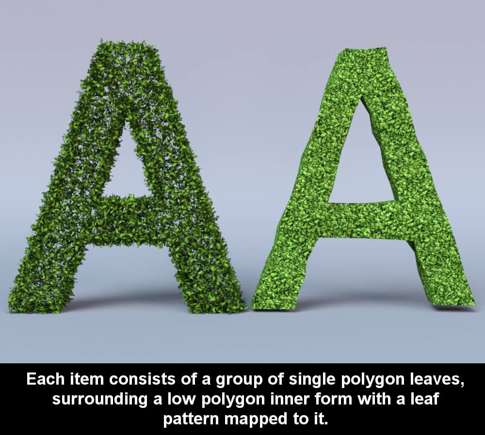 Shrub Alphabet - Free Daz Content by Herhey