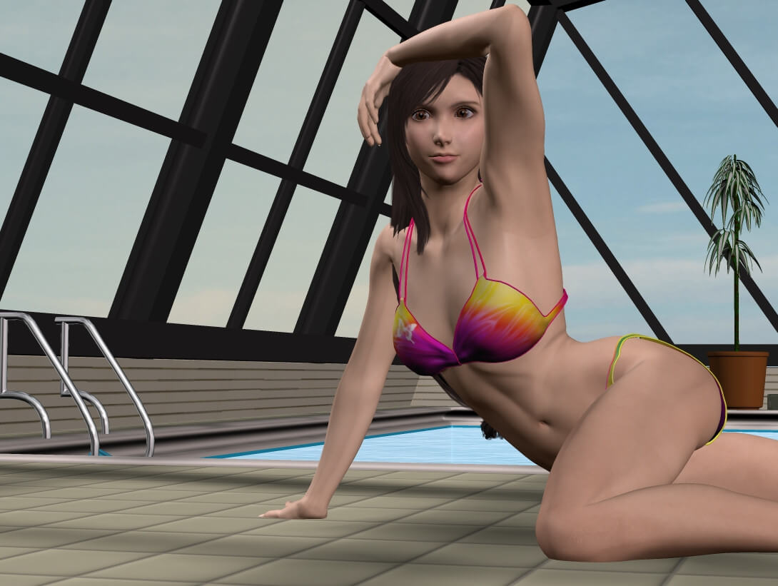 Tifa at Pool 3D Render, Digital Art by HeroineFactory