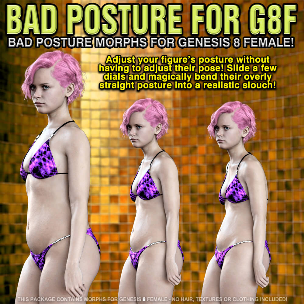 Bad Posture Morphs for Genesis 8 Female - Daz Content by HevieState3D
