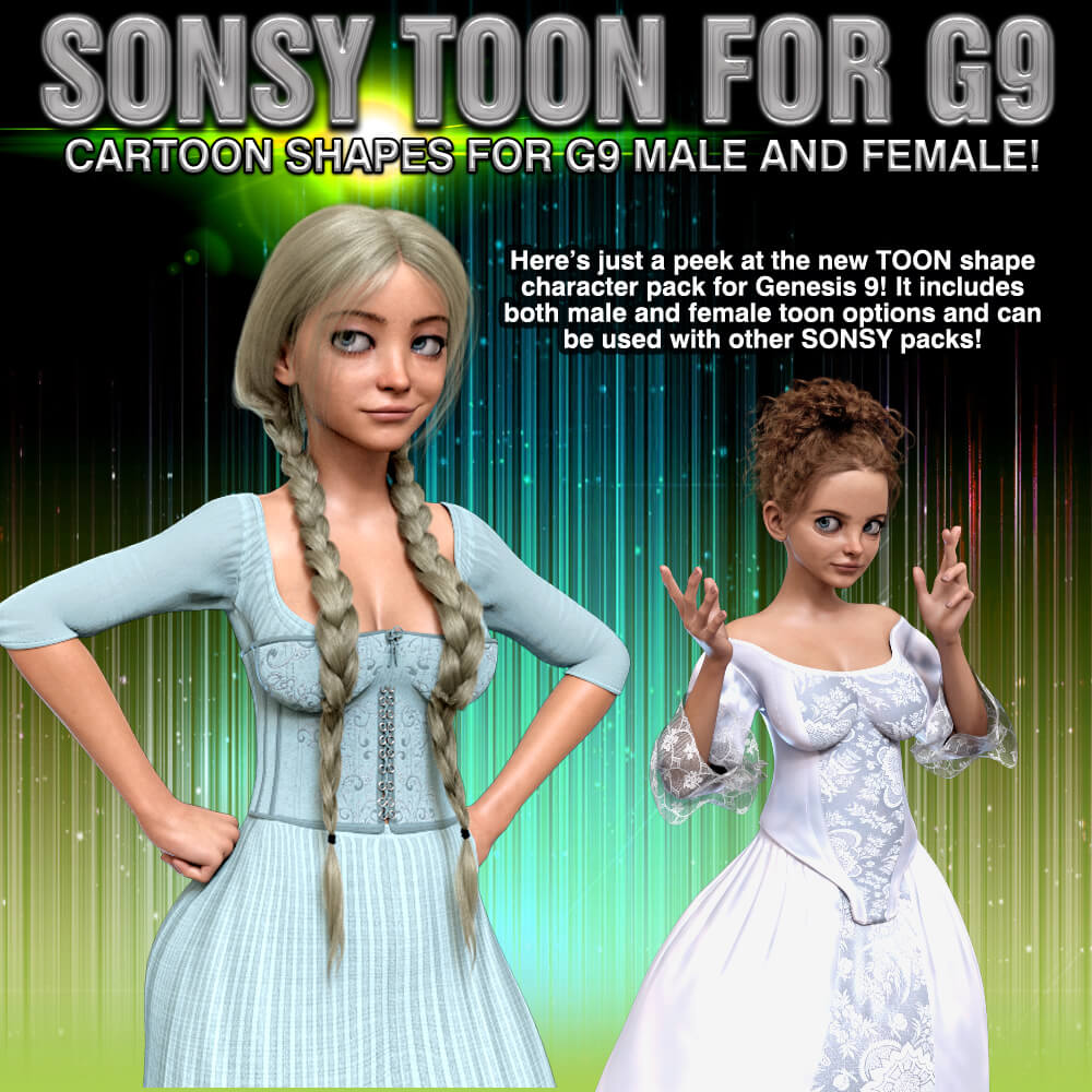 A new toon character pack for G9 3D Render by HevieState3D