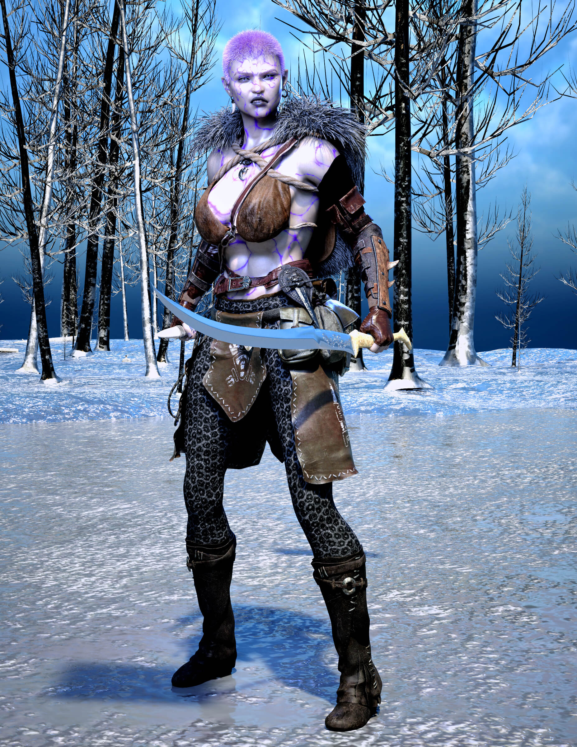 Frostbite on Frozen Lake 3D Render, Digital Art by Hexdrake