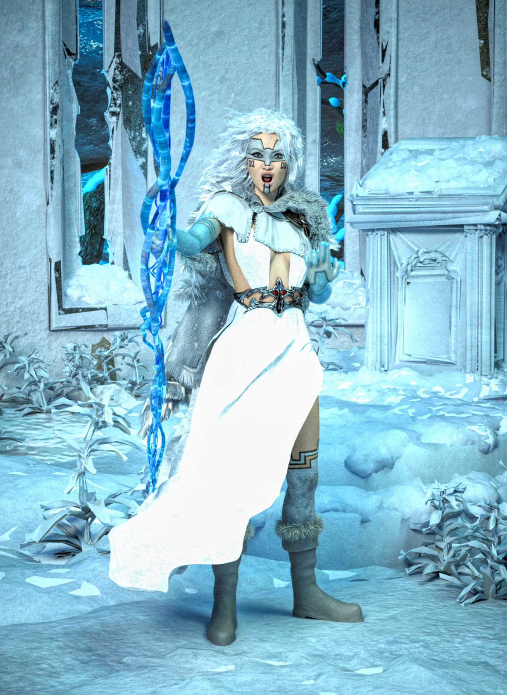 The Ice Maiden Elevina (Eleven) Karkov 3D Render by Hexdrake