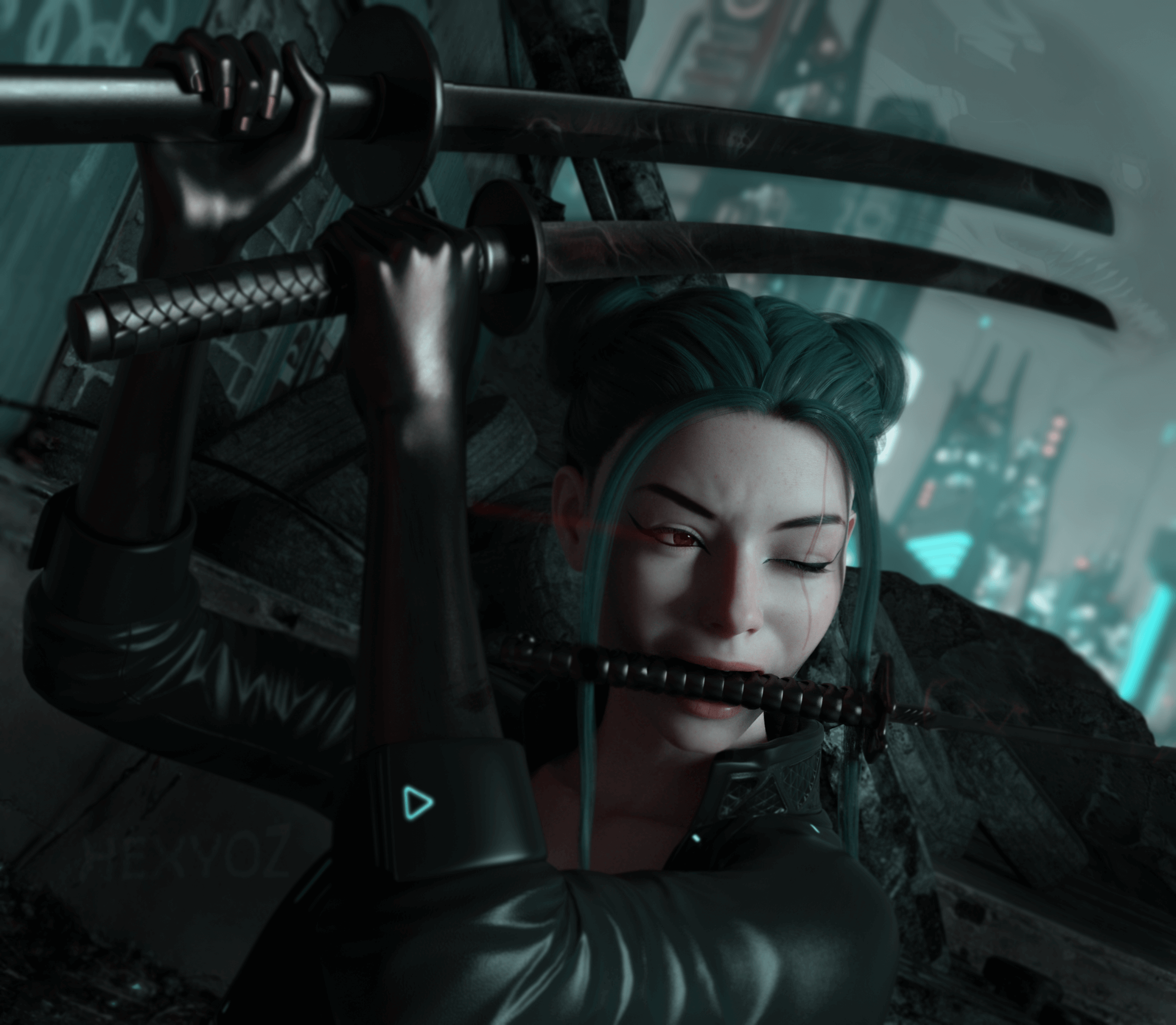 Fem Zoro 3D Render, Digital Art by Hexyoz