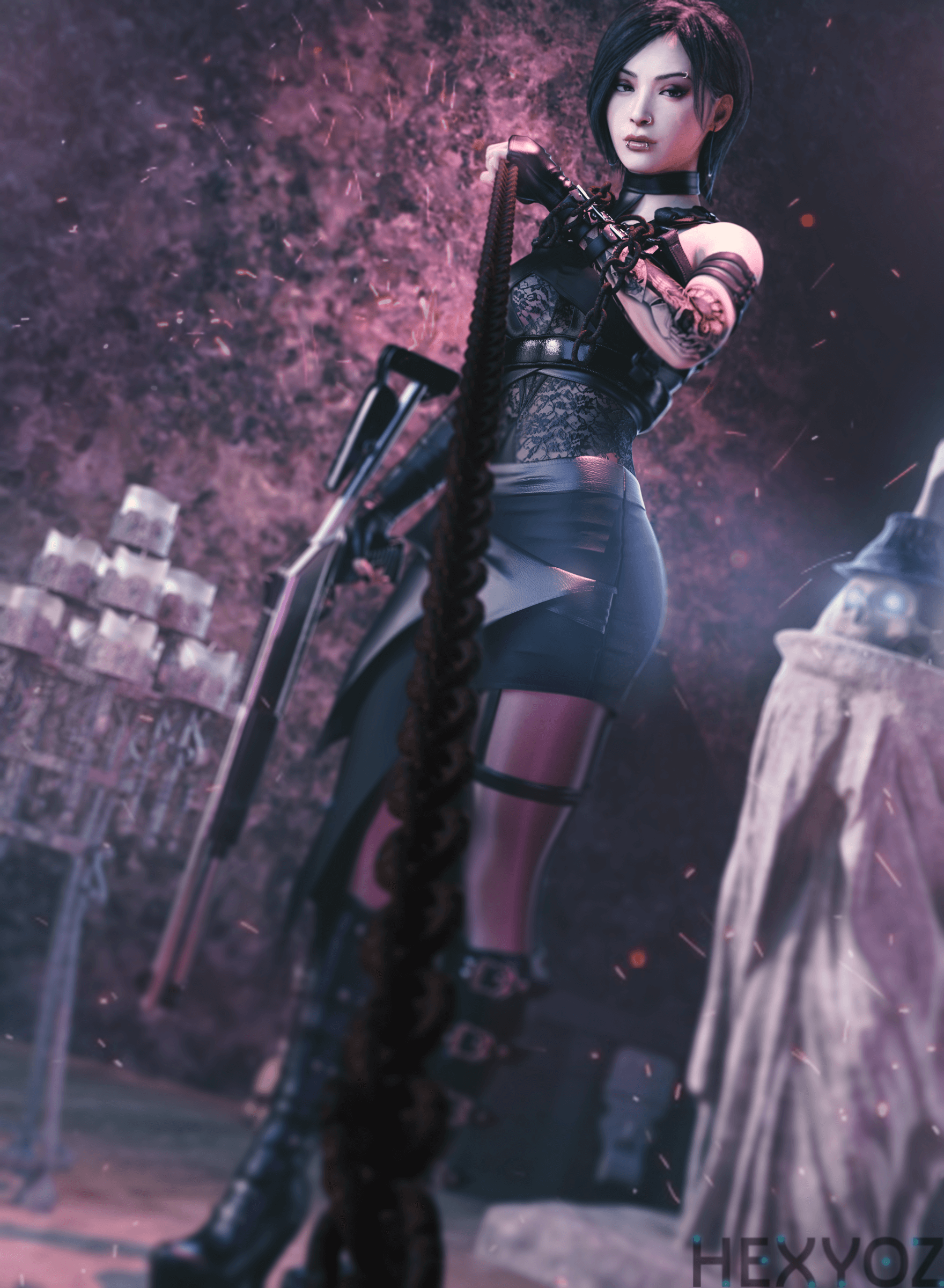 Jailer Ada Wong 3D Render, Digital Art by Hexyoz