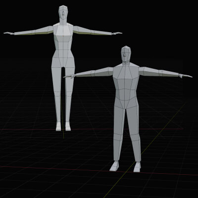 Male and Female Low Poly Base Mesh PS1 Style - 3D Model by HikkiJack