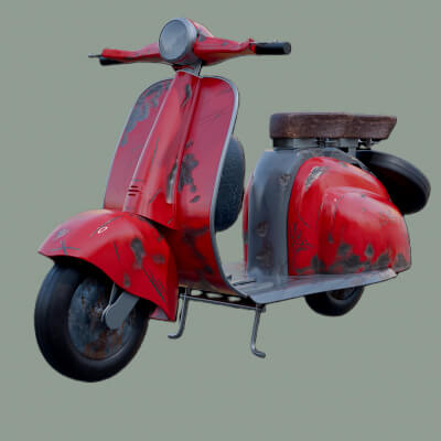 Old Rusty Scooter - 3D Model by HikkiJack