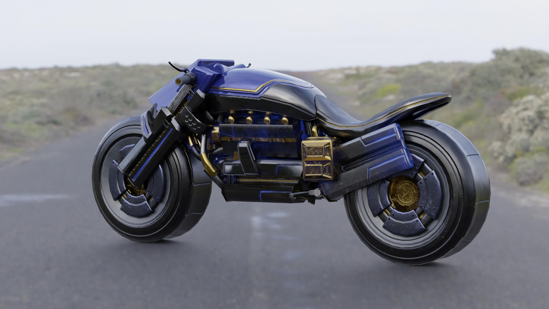 Futuristic Muscle Motorcycle - Andromeda's Bike 3D Model by Hisqiefurqoni