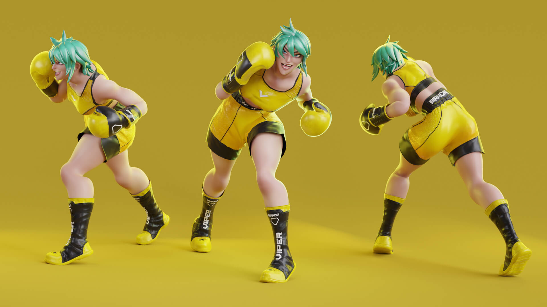 Low Poly Boxer - MMA Fighter - Bianca 3D Model by Hisqiefurqoni